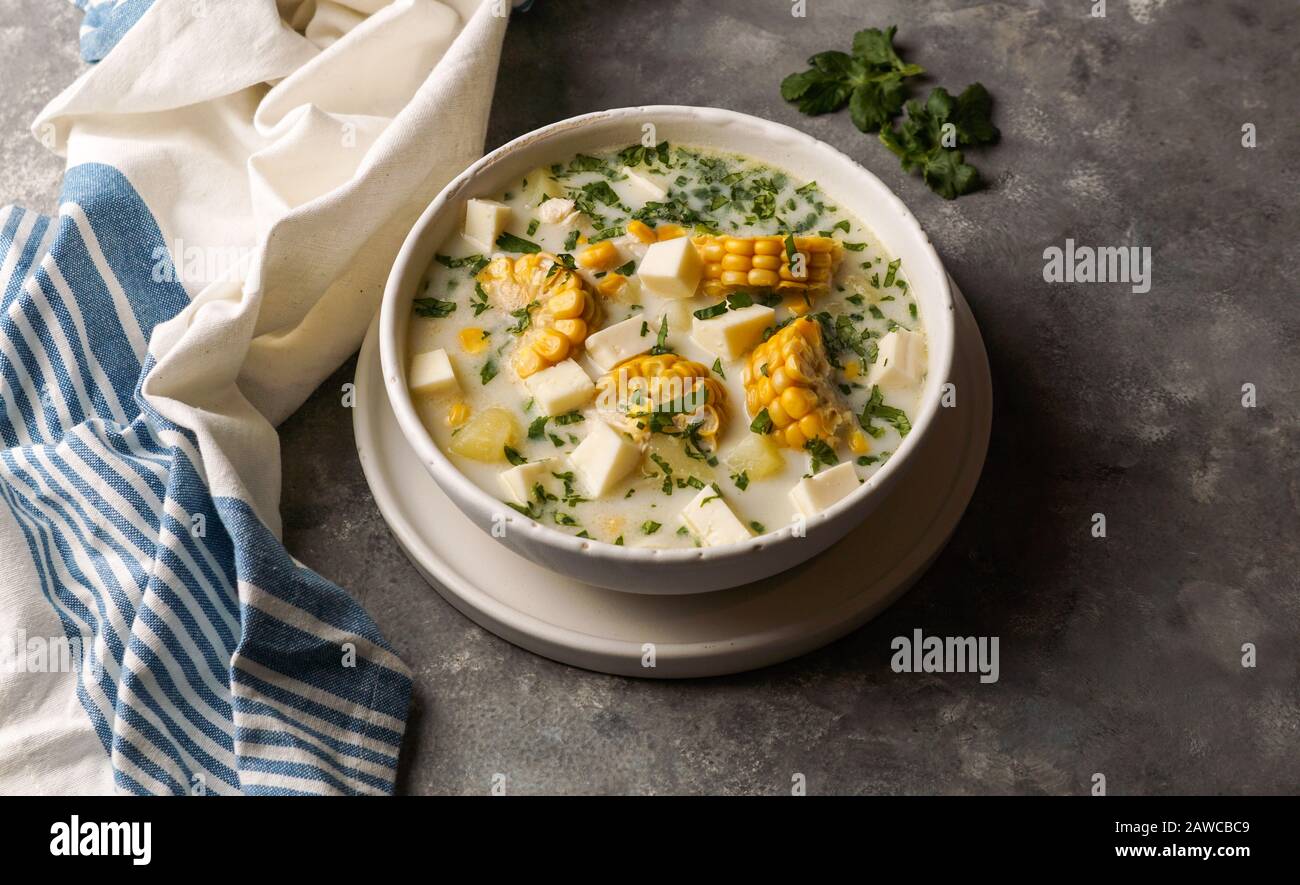 chicken soup with cheese and corn, Chupe de pollo, tipical venezuelan ...