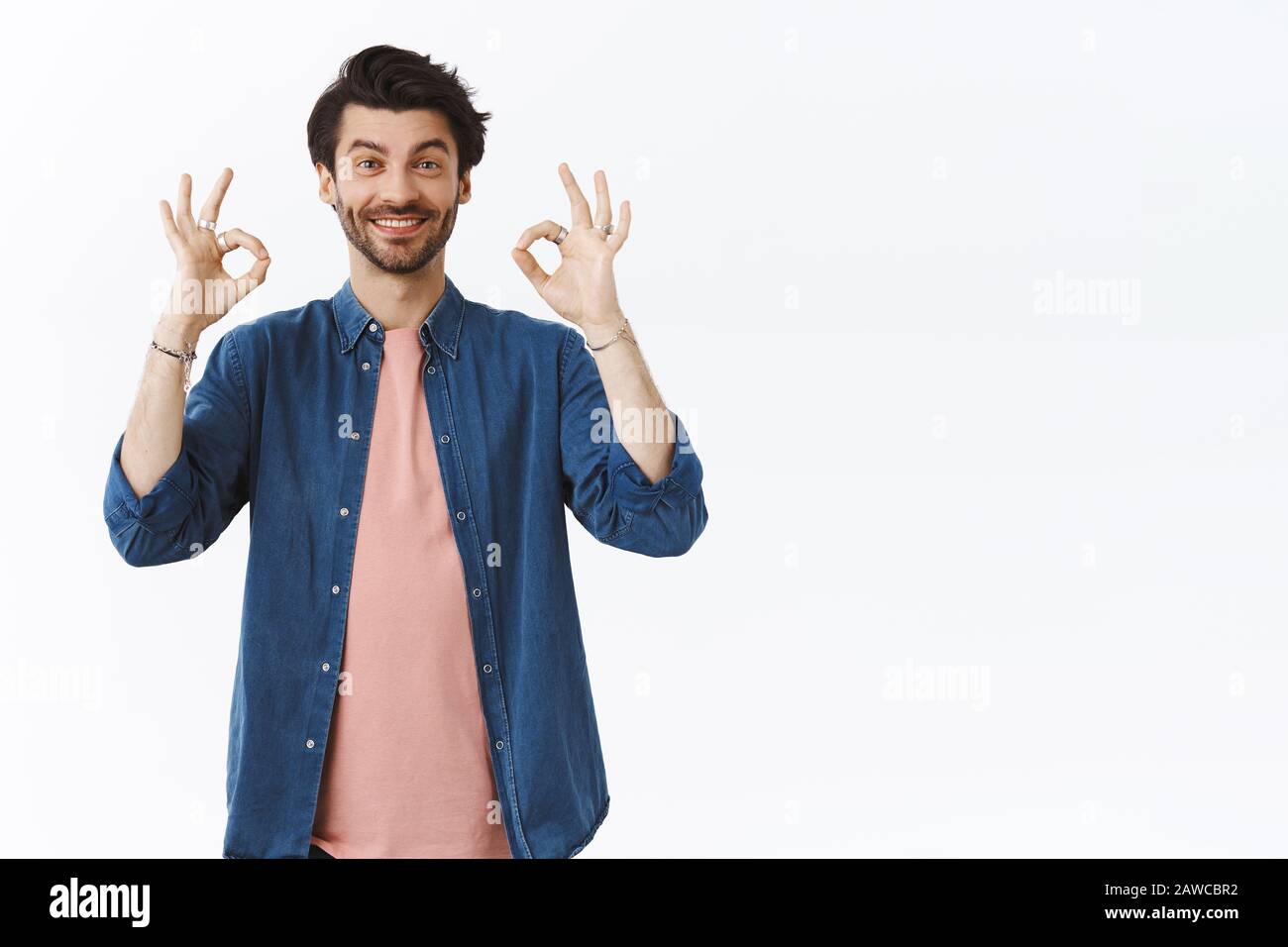 Good, nice choice. Supportive friendly and happy handsome bearded man ...