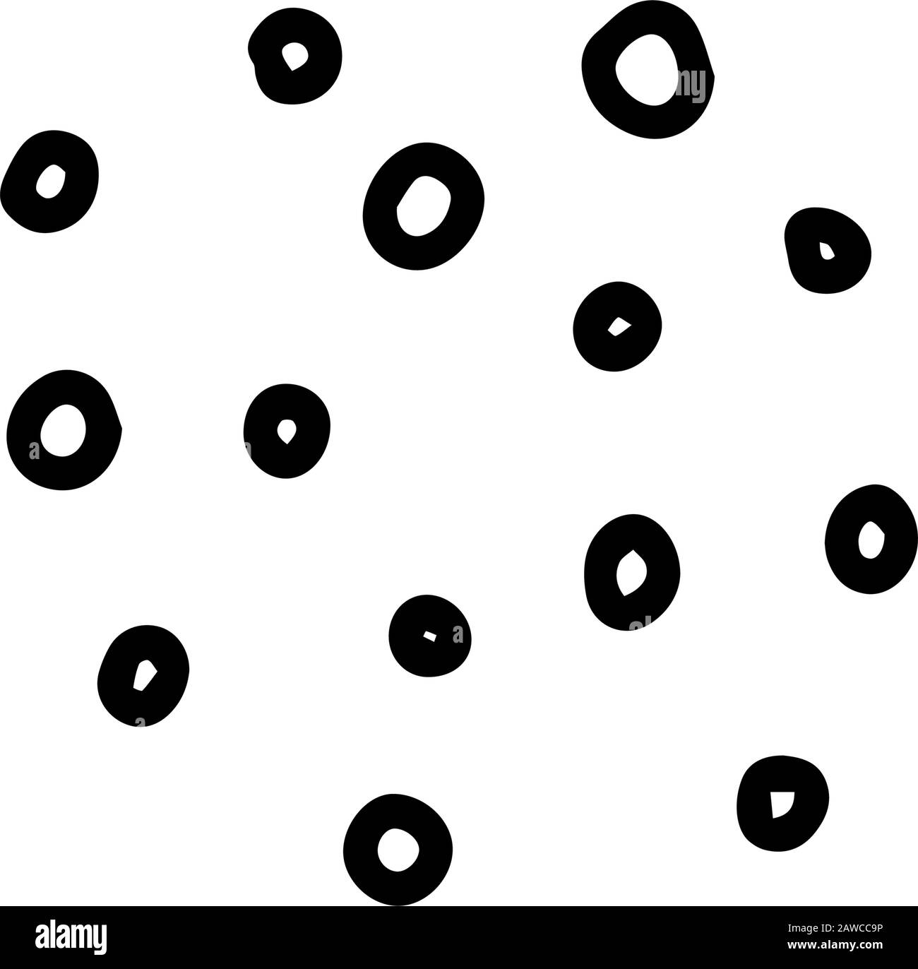 Set abstract rings bubbles in hand drawn doodle style isolated on white ...