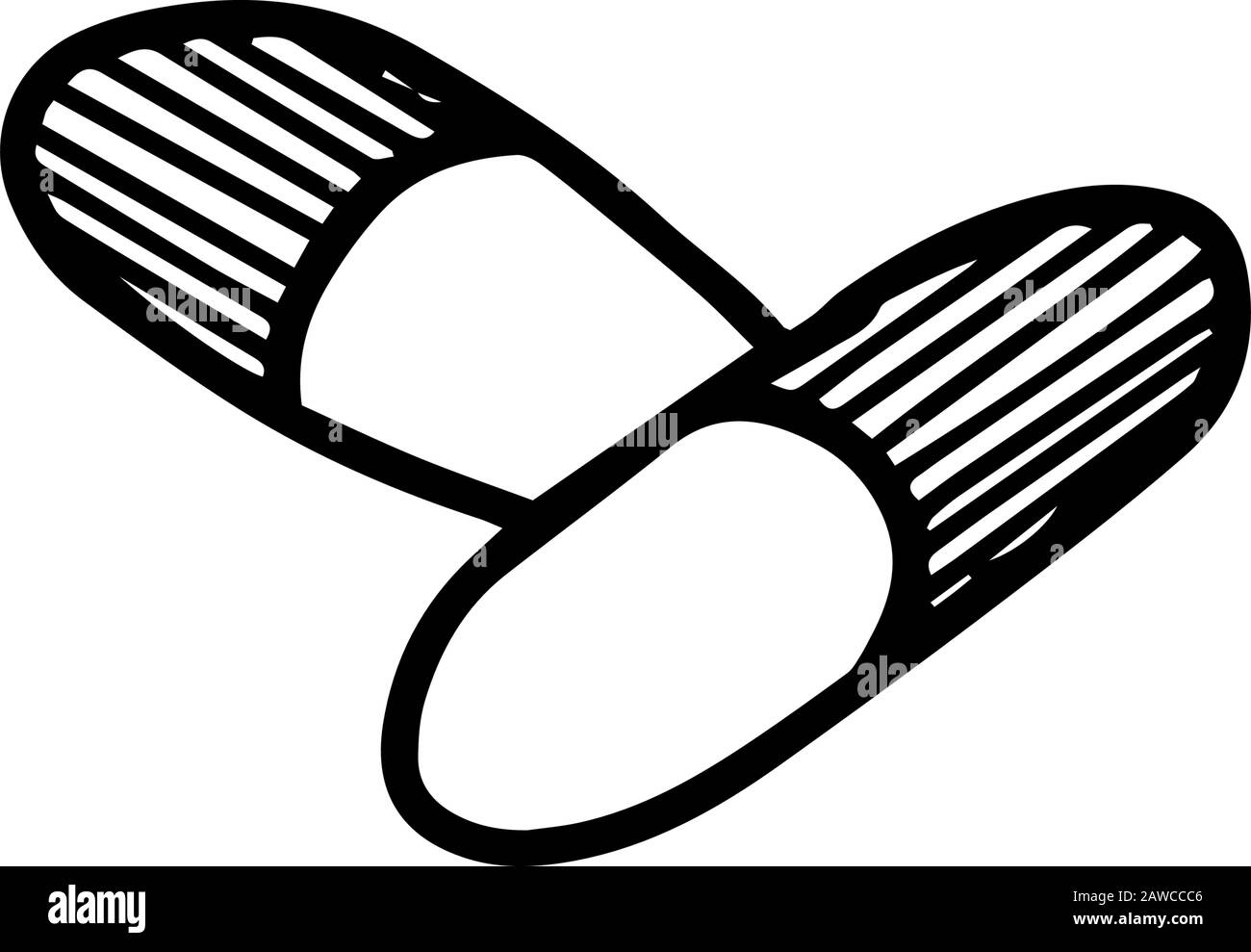 Two pills or tablets capsules in hand drawn doodle style isolated on ...