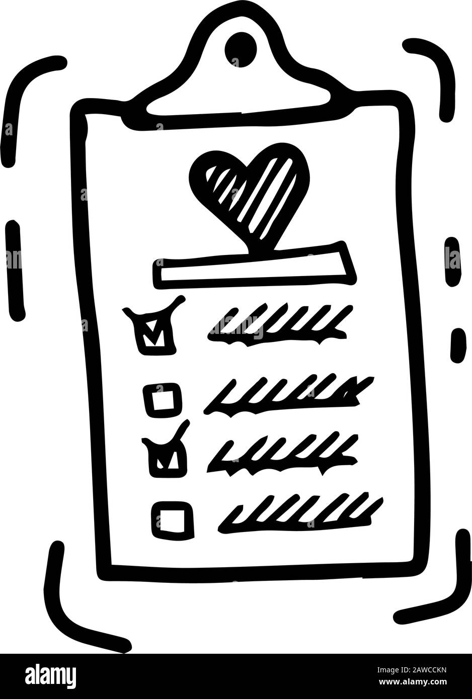 Medical form with a diagnosis in hand drawn doodle style isolated on ...