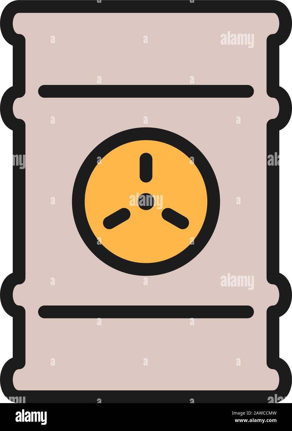 Waste barrel, toxic container, radioactive waste flat color line icon ...