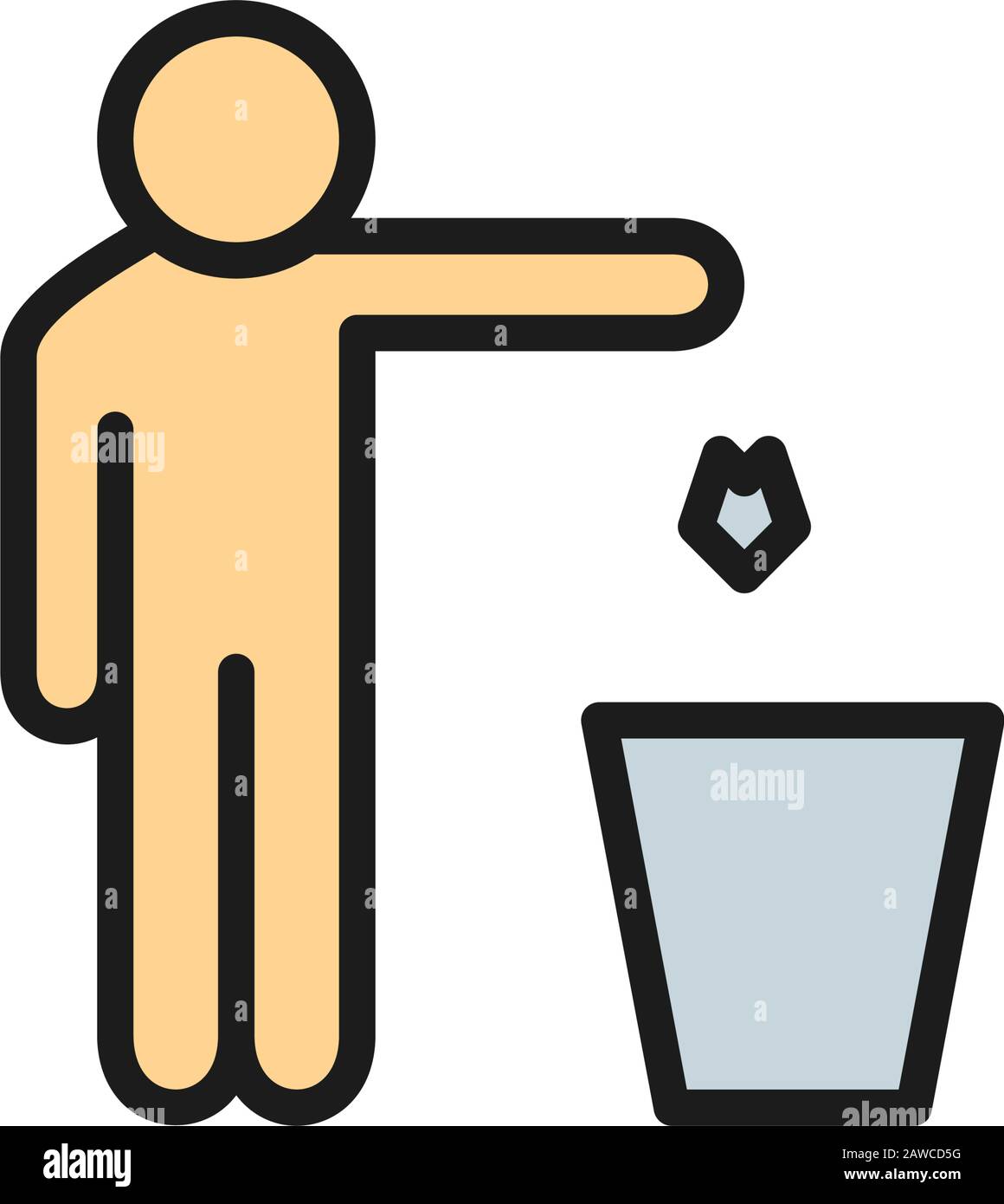 Man throws out waste, trash flat color line icon Stock Vector Image ...