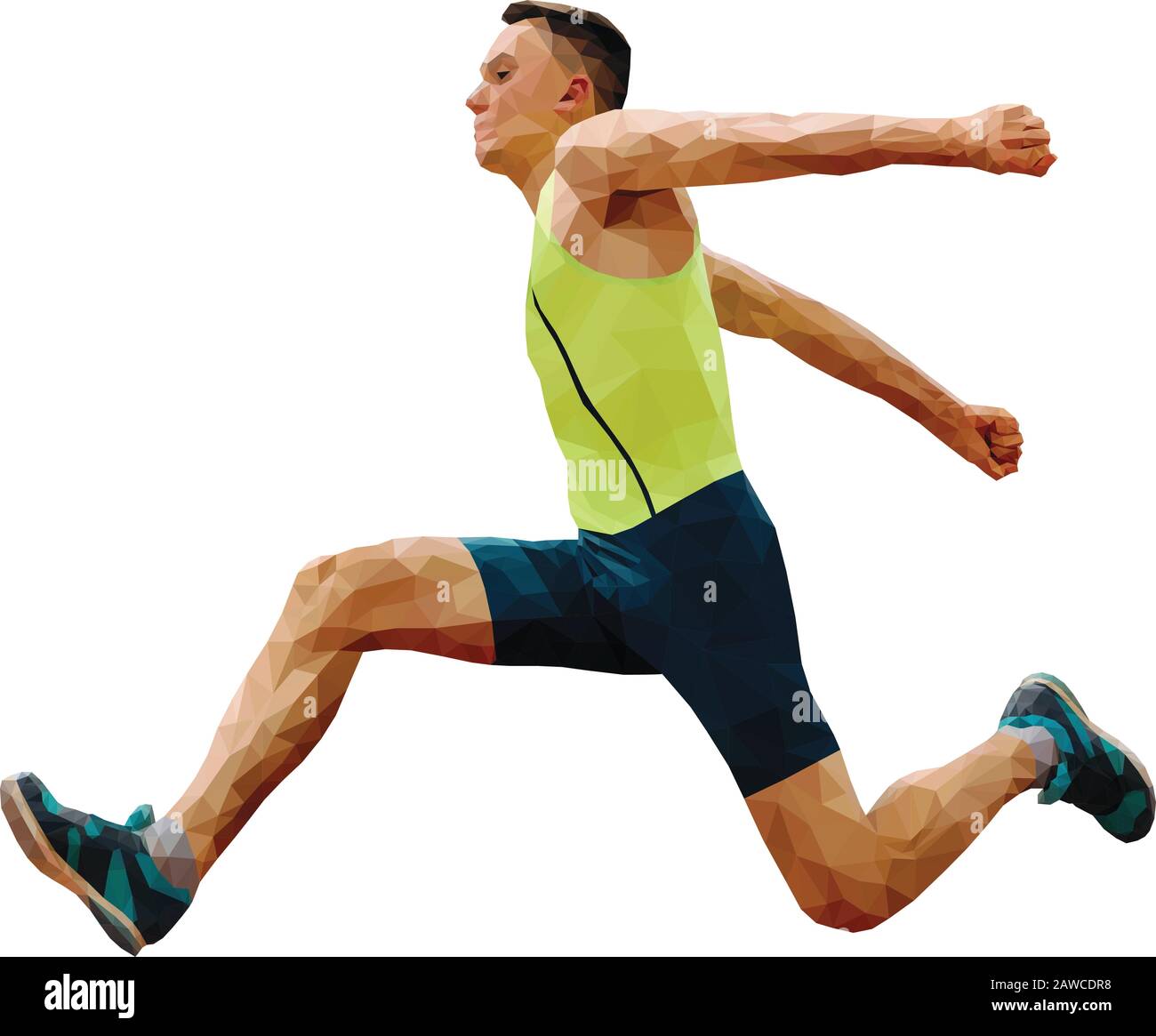 athlete jumping in triple jump polygon vector Stock Vector Image & Art ...