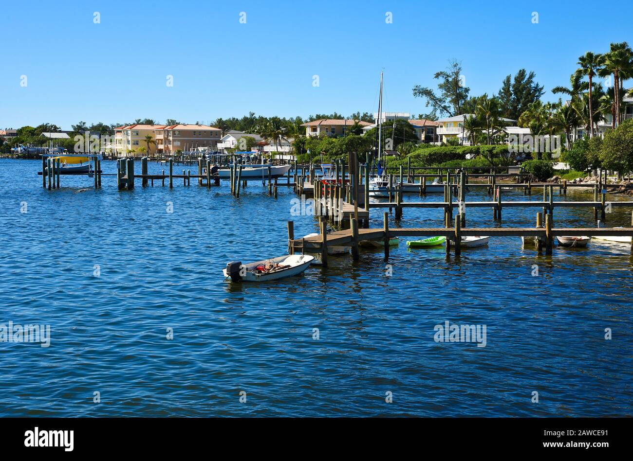 Ocean Front Beach Community with Boat Docks and Water Access Stock ...
