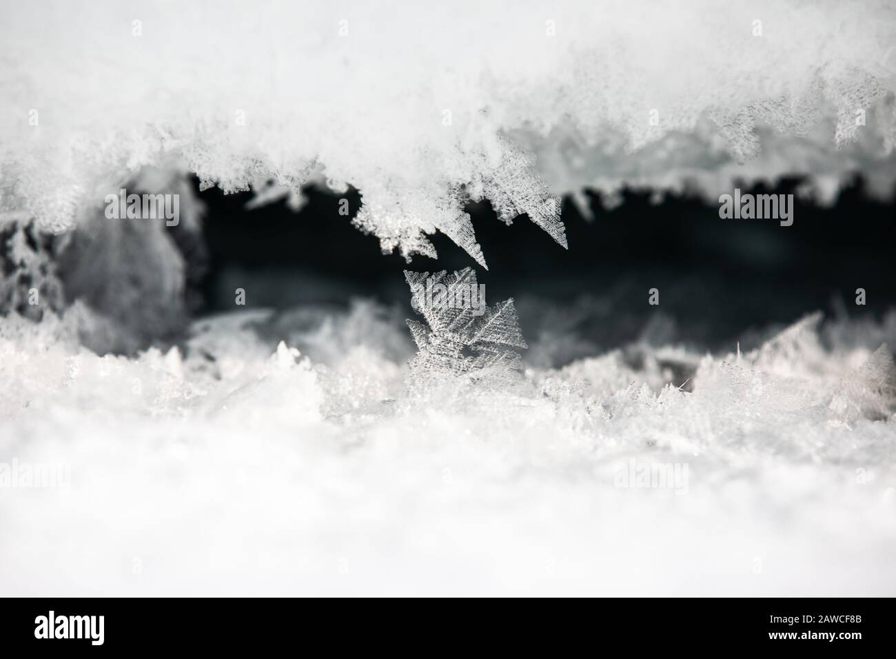 Detail of frozen ice formation on lake Baikal in winter. Lake Baikal ...