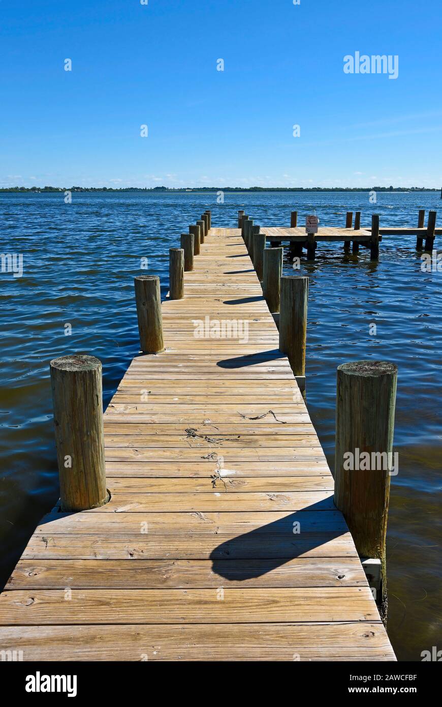 Long Wooden Boat Dock on Anna Maria Island, Florida Stock Photo - Alamy