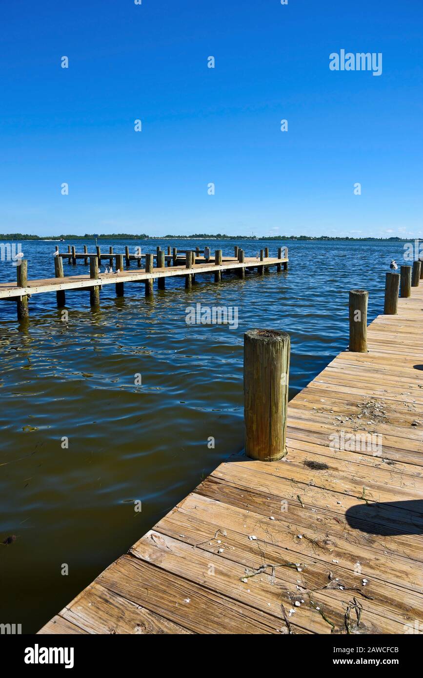 Wooden Boat Docks on Anna Maria Island, Florida Stock Photo - Alamy