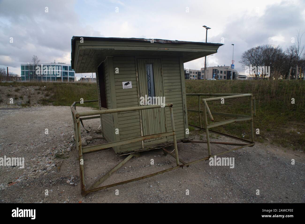 Former checkpoint hut in Noblessner area, Tallinn, Estonia. This is the ...