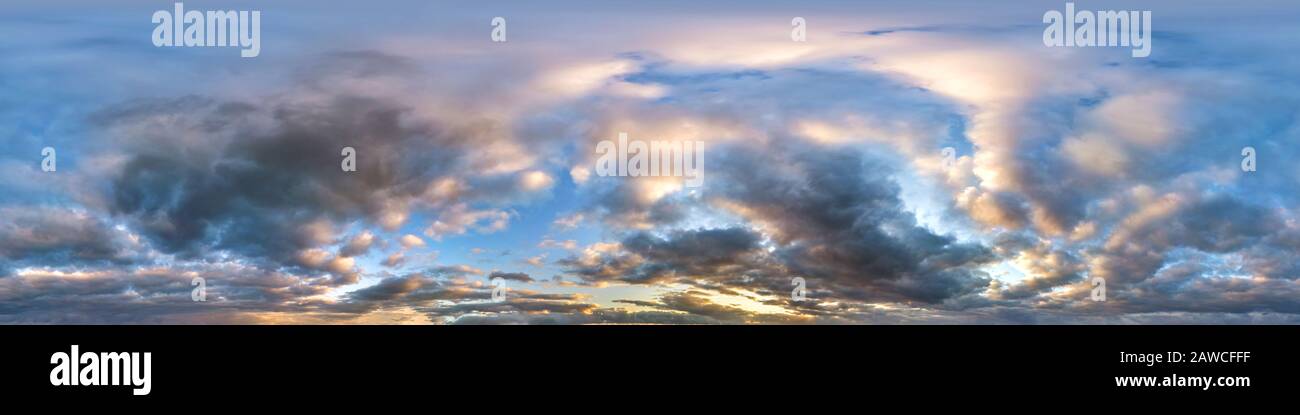Seamless cloudy blue sky hdri panorama 360 degrees angle view with ...