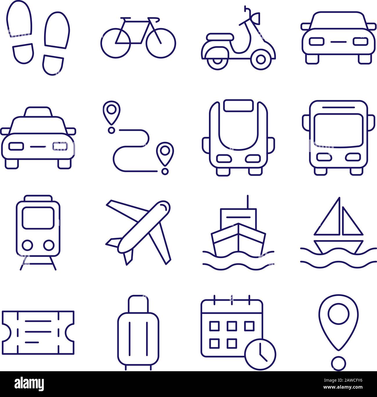 Public transport outline icons flat vector set Stock Vector Image & Art ...
