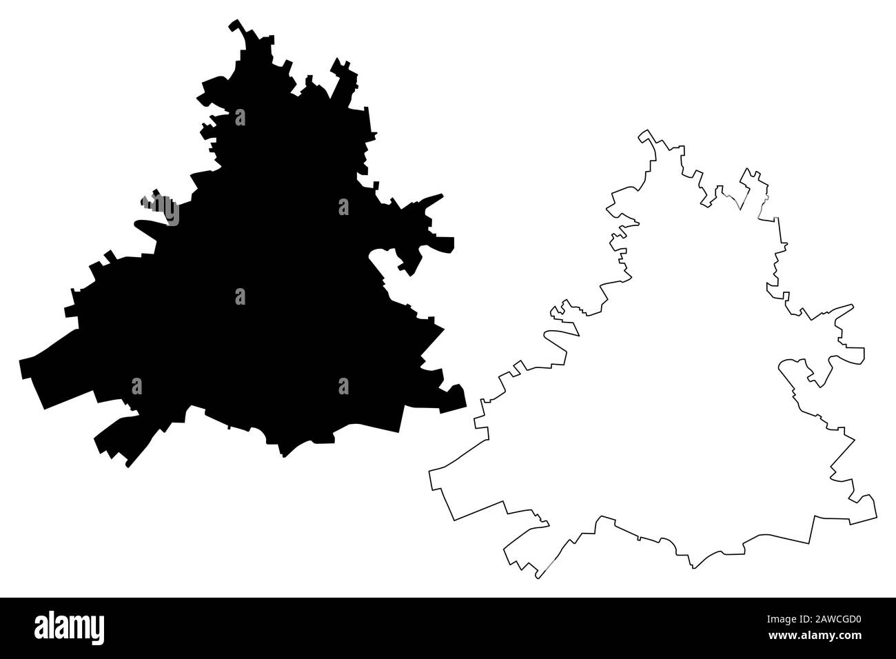 Pristina City (Republic of Kosovo) map vector illustration, scribble ...
