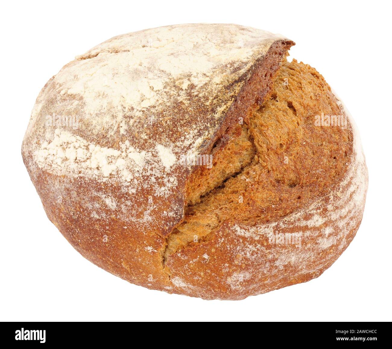 Crusty rye bread cob loaf isolated on a white background Stock Photo ...