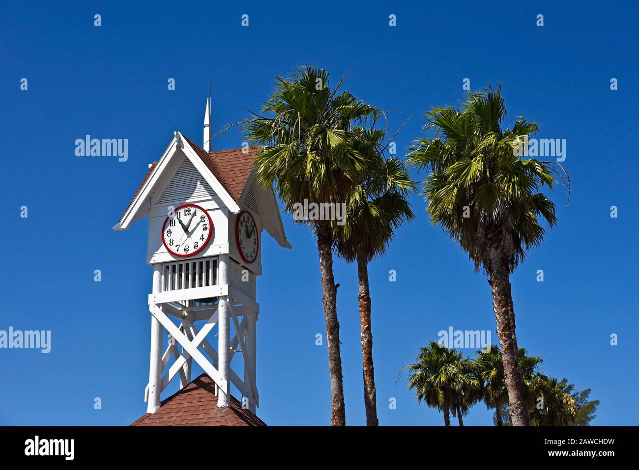 Bradenton Beach Historic Pier Clock Tower on Anna Maria Island, Florida ...