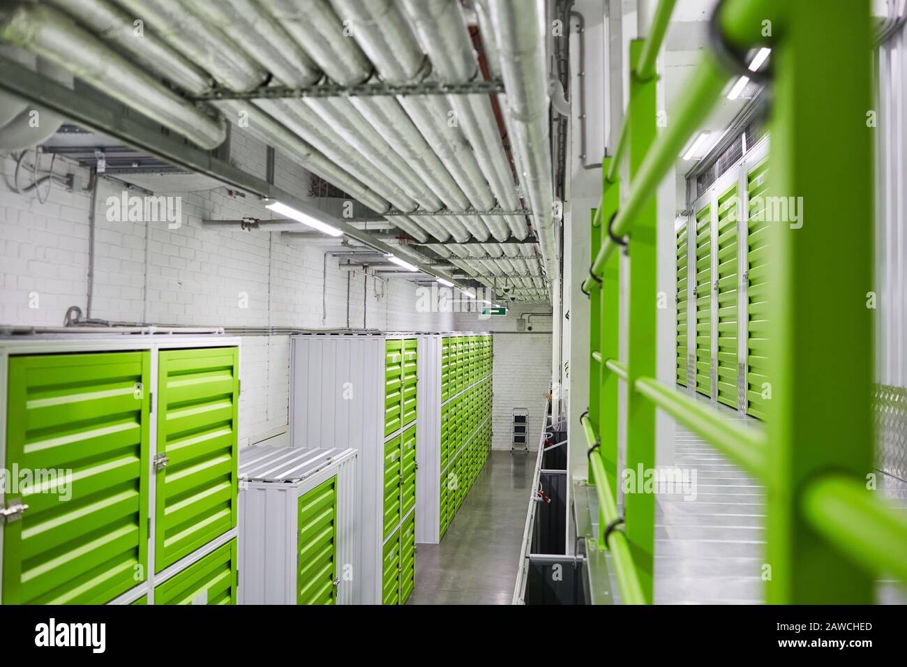 Image of empty storage room with storage boxes for load Stock Photo - Alamy