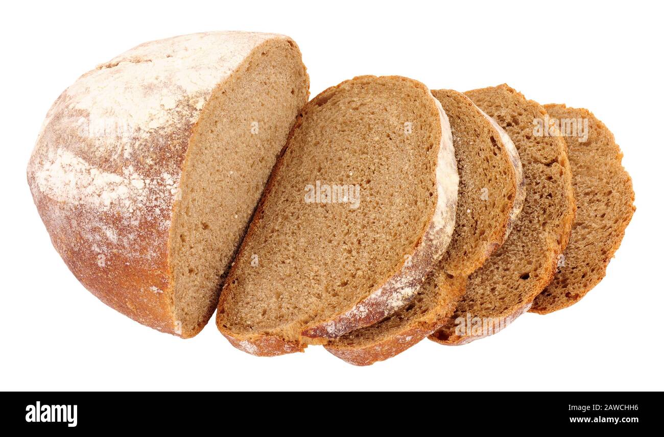 Crusty rye bread cob loaf isolated on a white background Stock Photo ...
