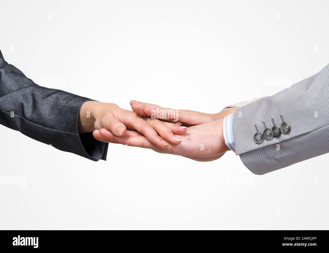 Concept of teamwork and unity with palms one on one in pile Stock Photo ...