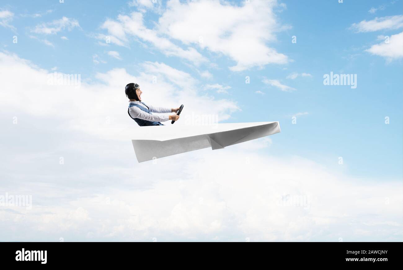 Aviator having fun in aircraft Stock Photo - Alamy
