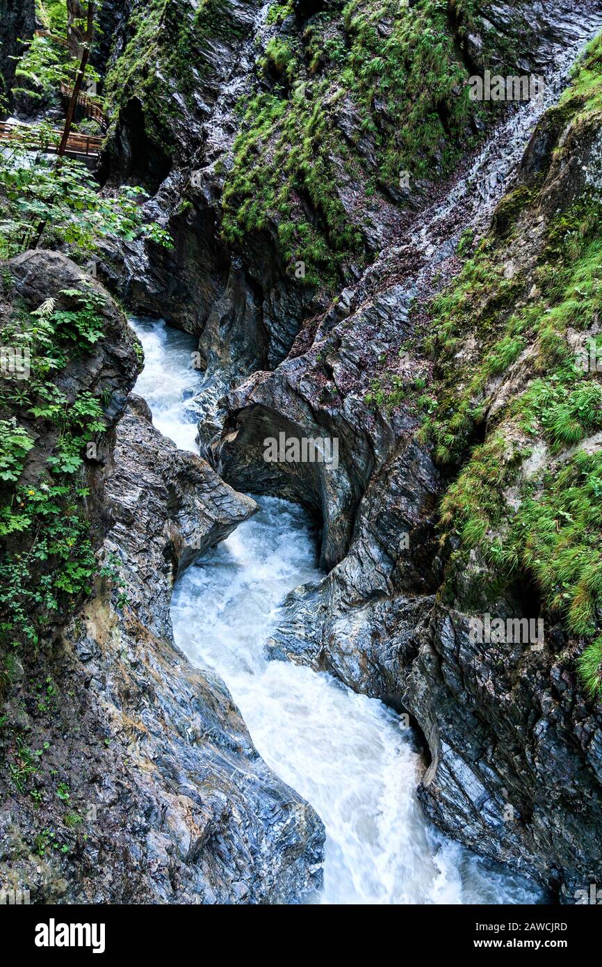 Small river in the mountain at Lichtenstein Klamm, Austria Stock Photo ...