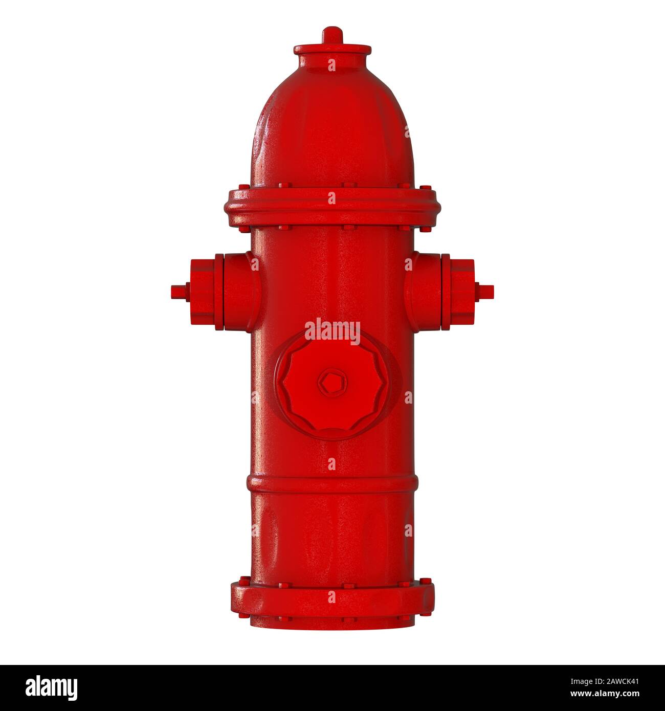 Red fire hydrant on a white background. Isolate. 3D rendering of ...