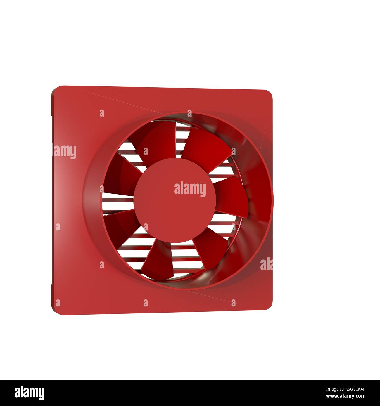Red fan on a white background. Isolate. 3D rendering of excellent ...