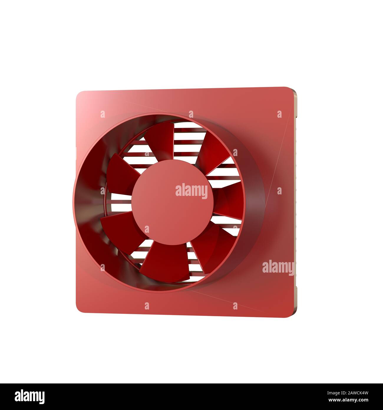 Red fan on a white background. Isolate. 3D rendering of excellent ...