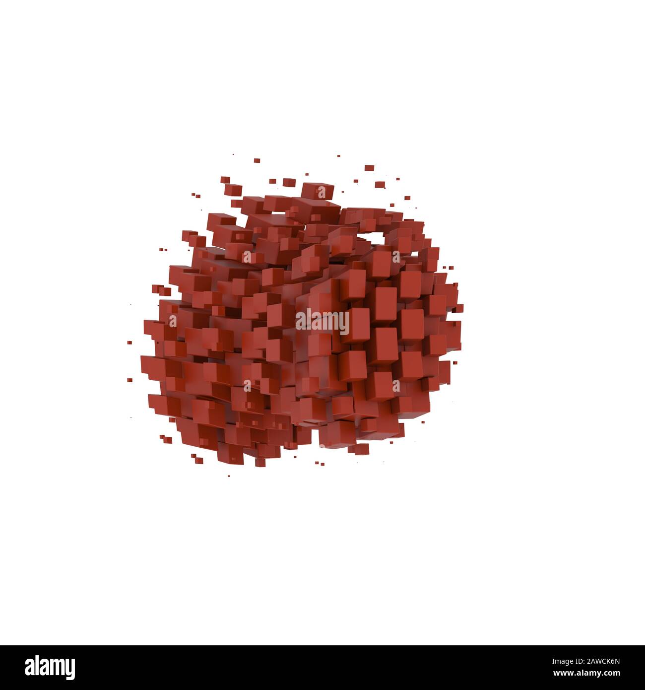 Abstract figure of red cubes on a white background. Isolate. 3D ...