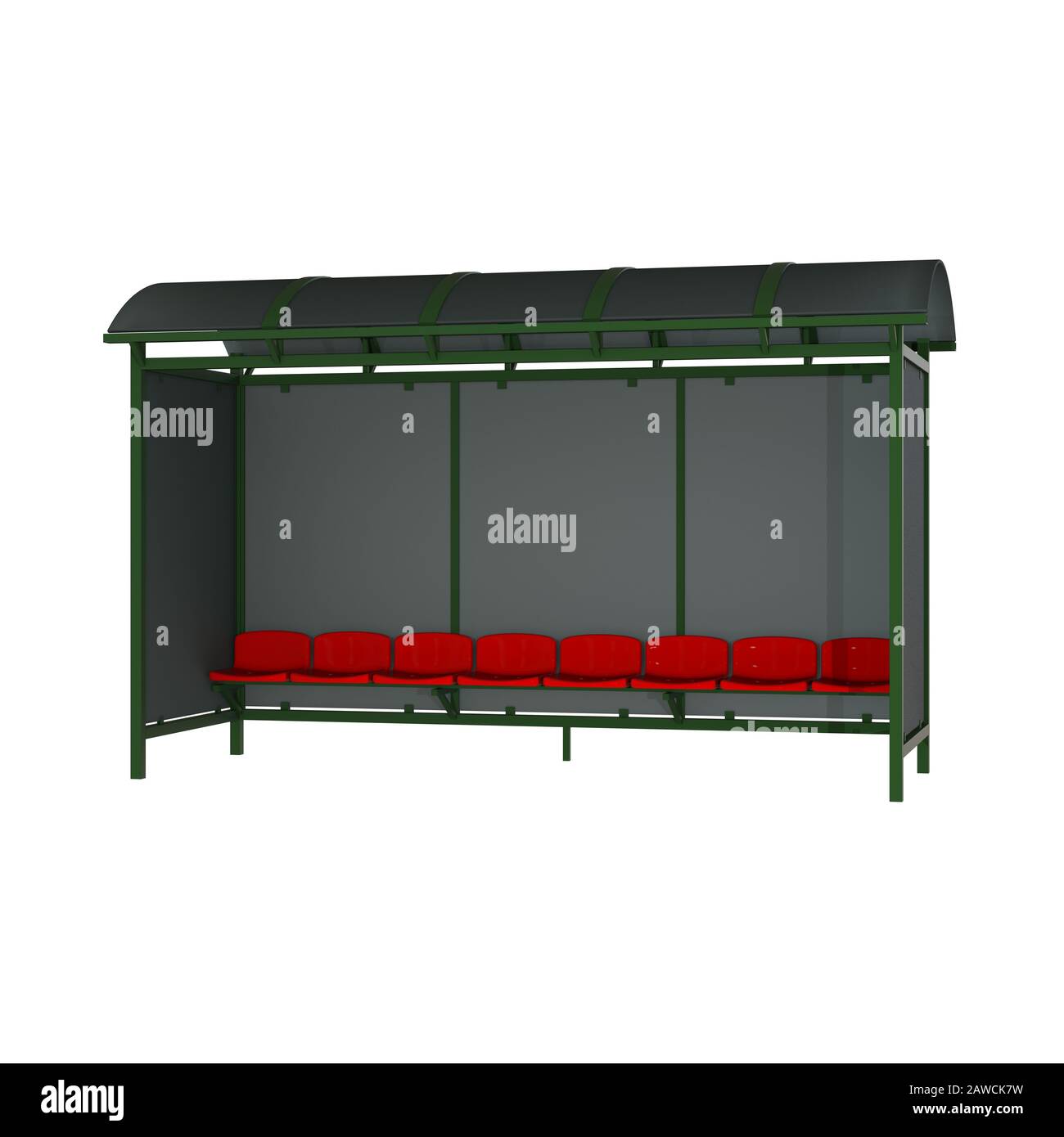 Bus stop on a white background. Isolate. 3D rendering of excellent ...