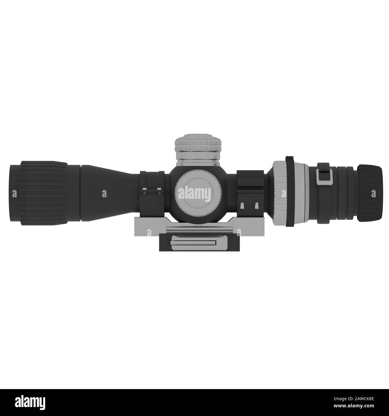 Optical sight for weapons on a white background. Isolate. 3D rendering ...