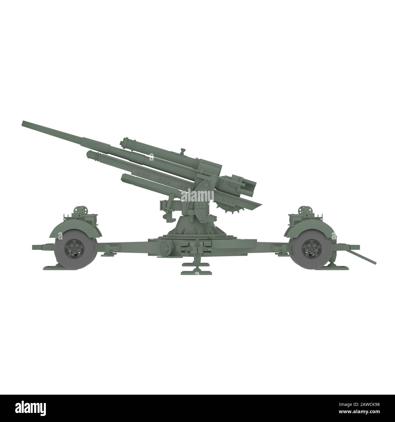 Artillery gun on a white background. Isolate. 3D rendering of excellent ...