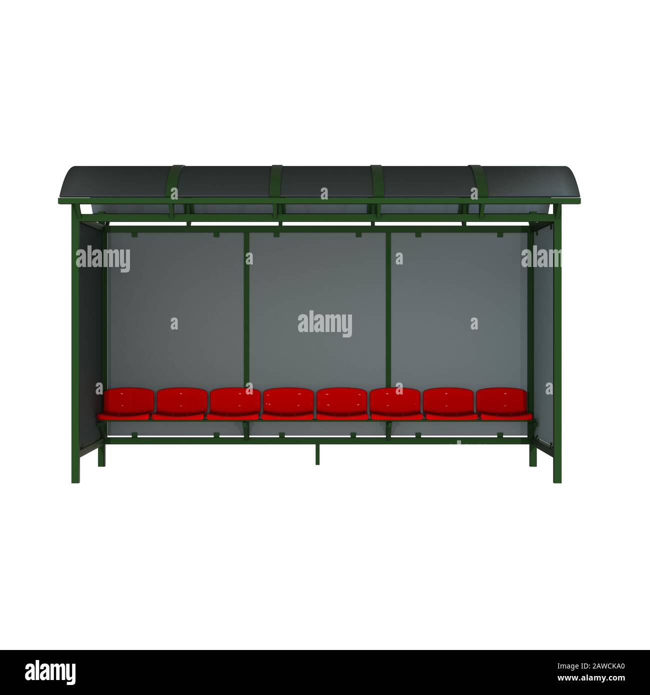 Bus stop on a white background. Isolate. 3D rendering of excellent ...