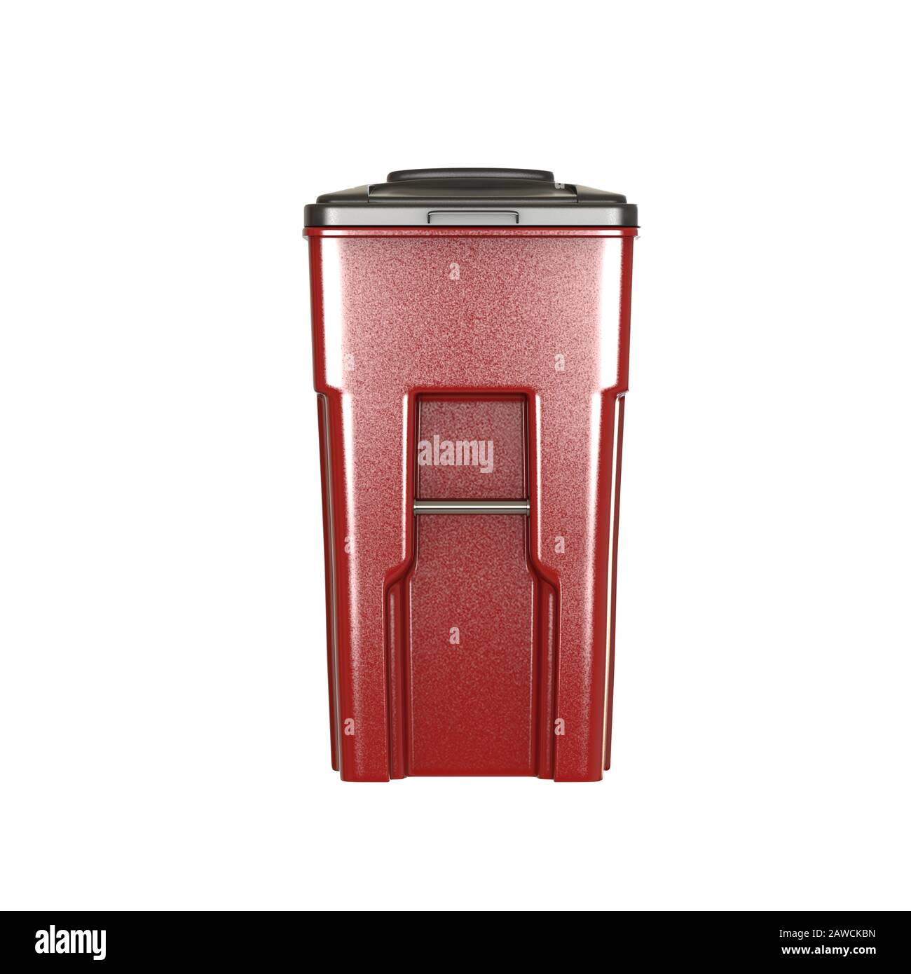 A red garbage container on a white background. Isolate. 3D rendering of ...