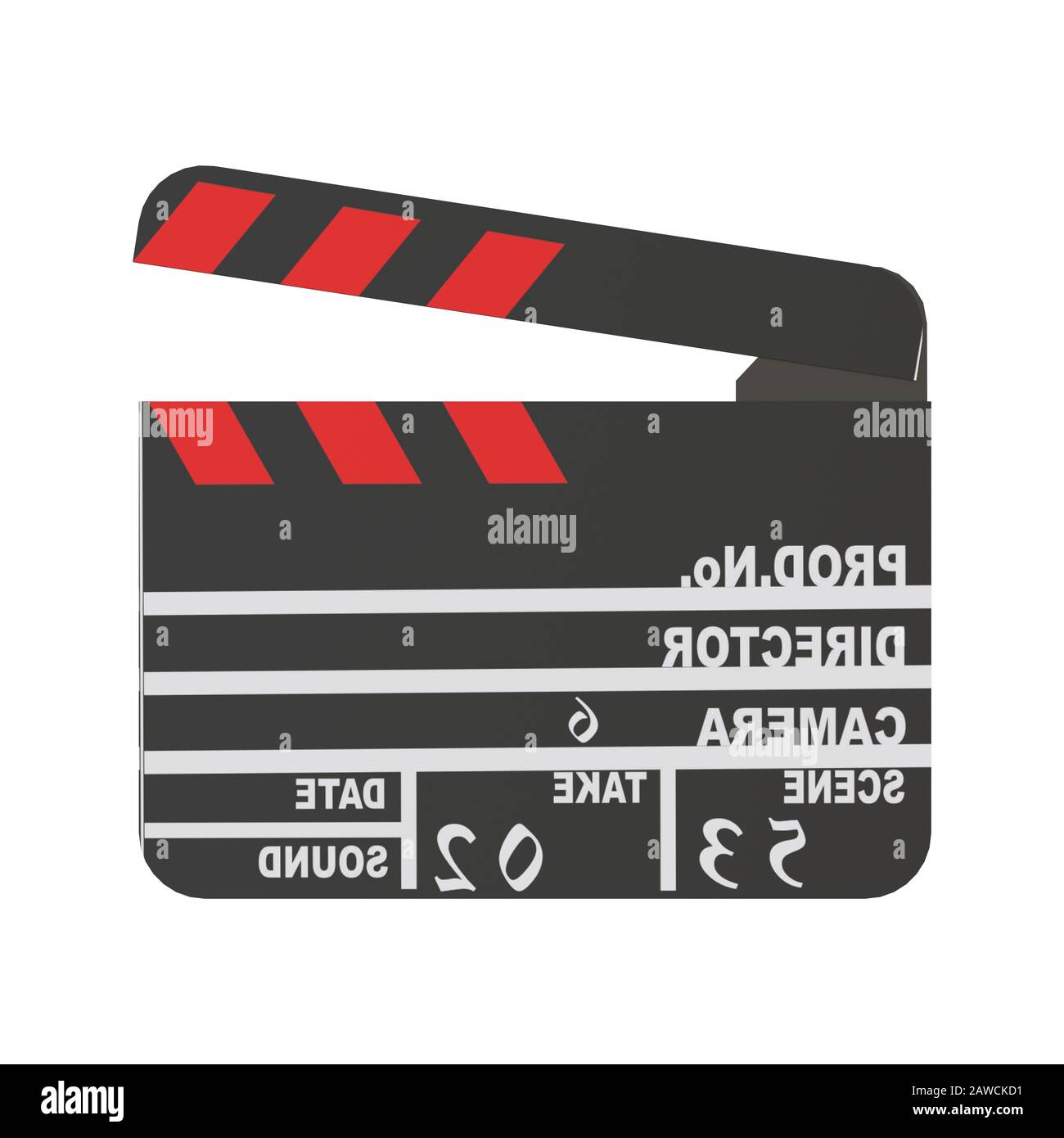 A flapper for a movie on a white background. Isolate. 3D rendering of ...