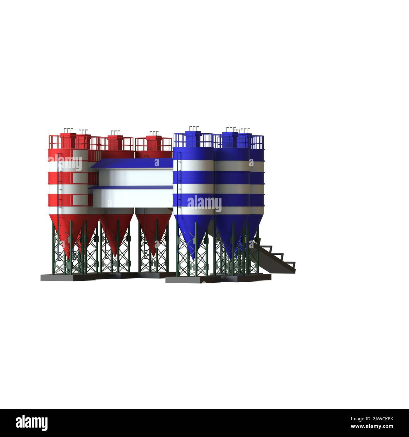 Oil storage tanks on a white background. Isolate. 3D rendering of ...