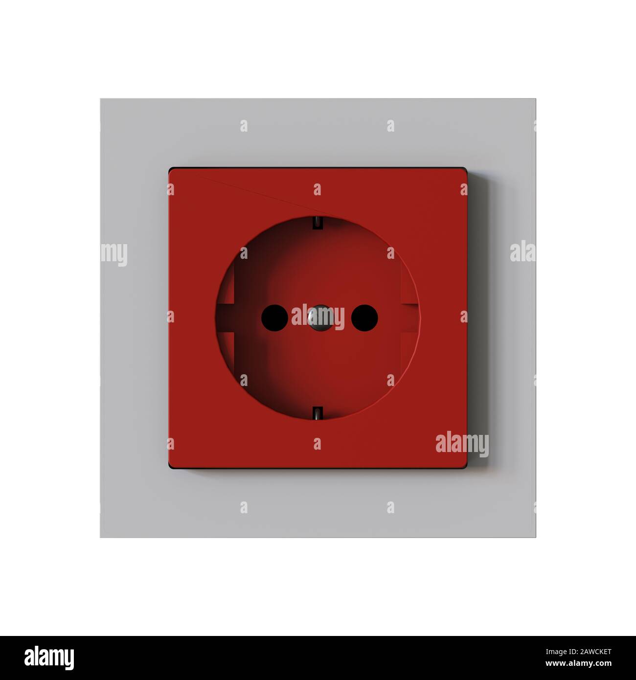 Red socket on a white background. Isolate. 3D rendering of excellent ...