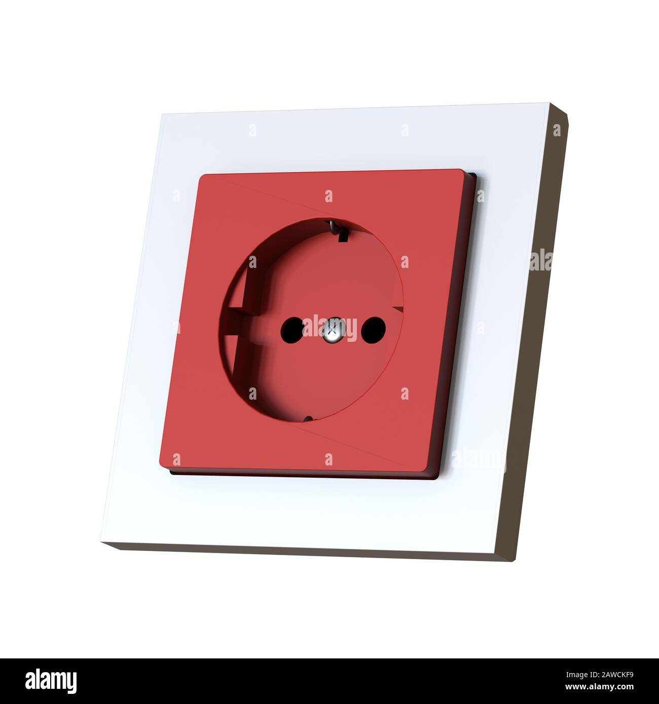 Red socket on a white background. Isolate. 3D rendering of excellent ...