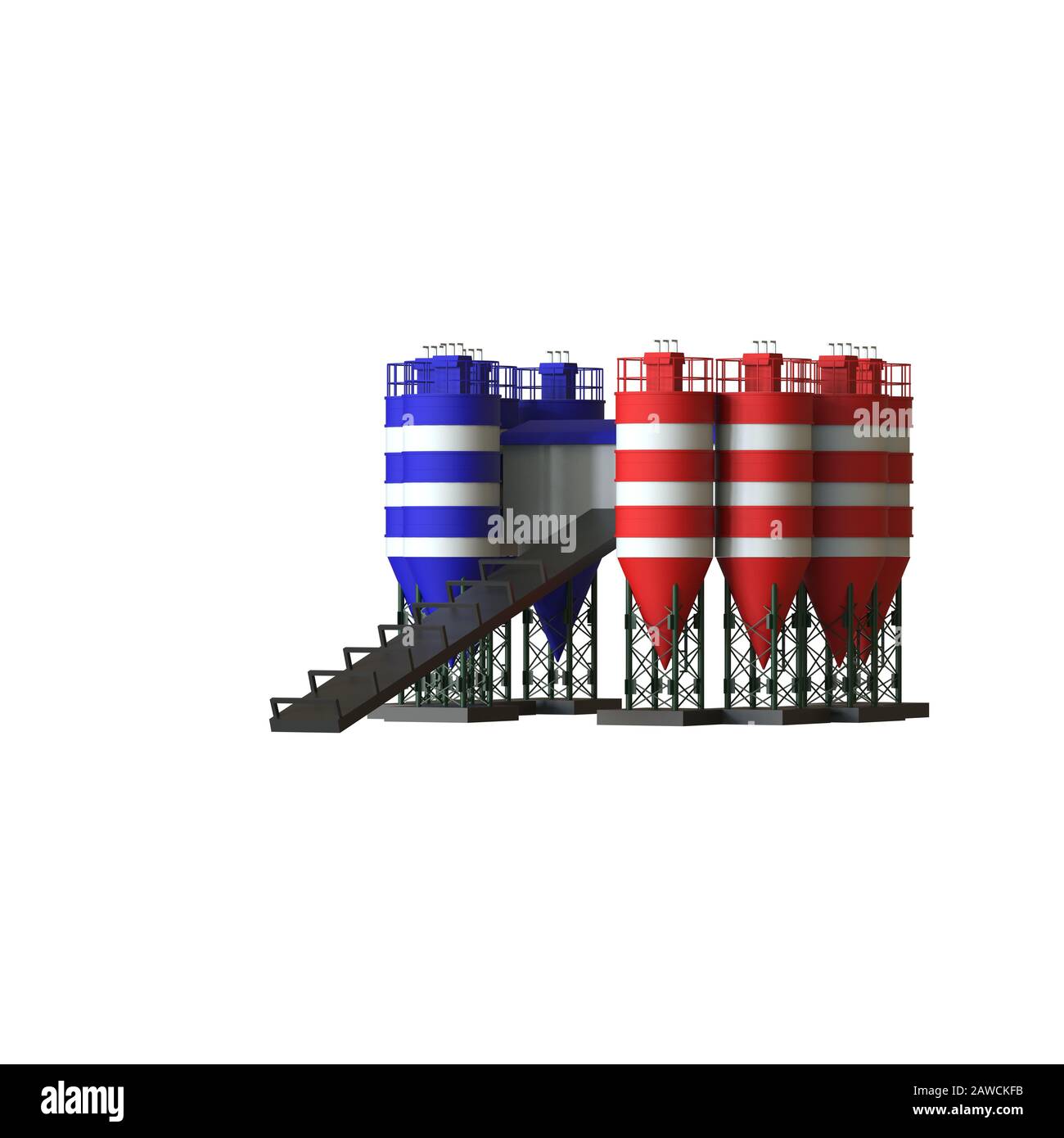 Oil storage tanks on a white background. Isolate. 3D rendering of ...