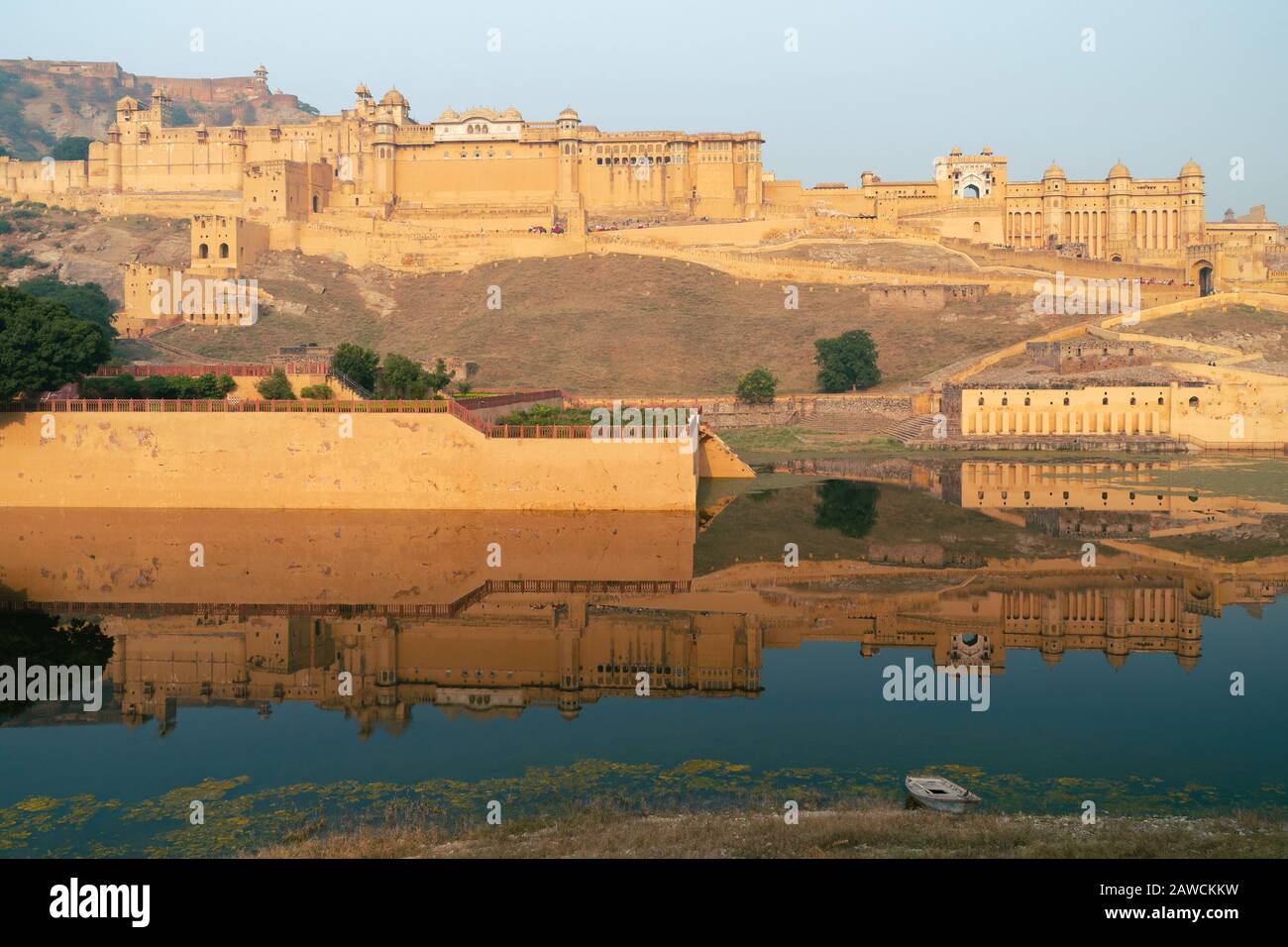 External view of Amber Fort and fortifications on a fine summer morning ...