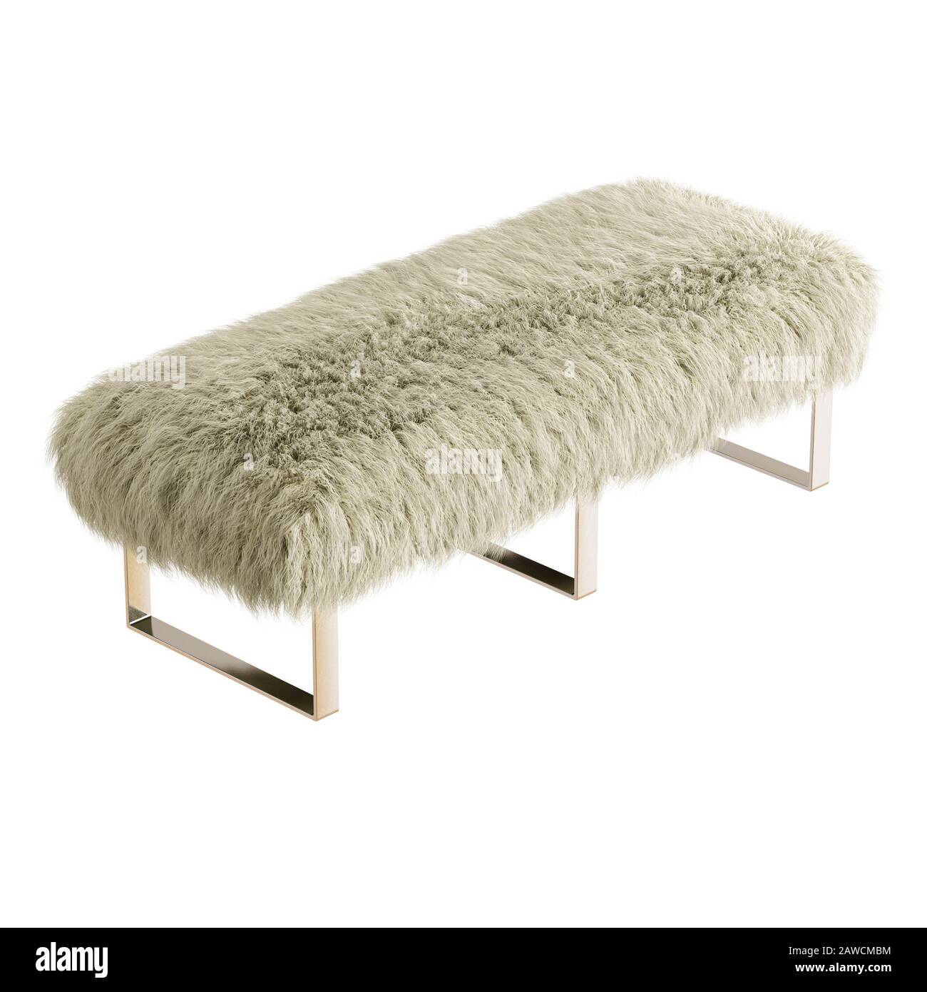 Beautiful milk fluffy bench made of wool on isolated background. 3D ...