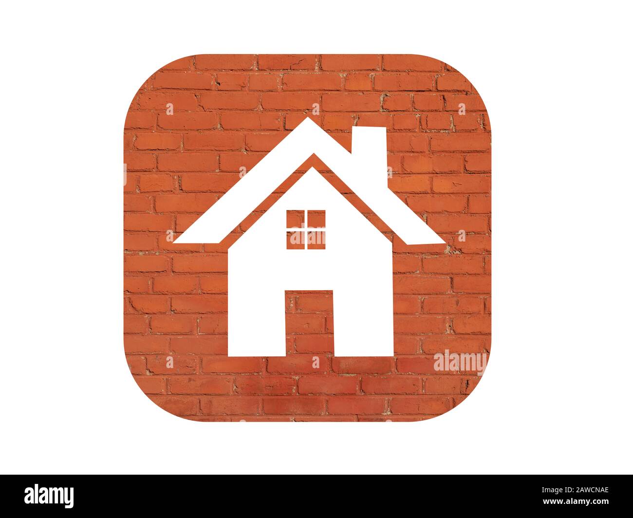 House icon on white brick background Stock Photo - Alamy