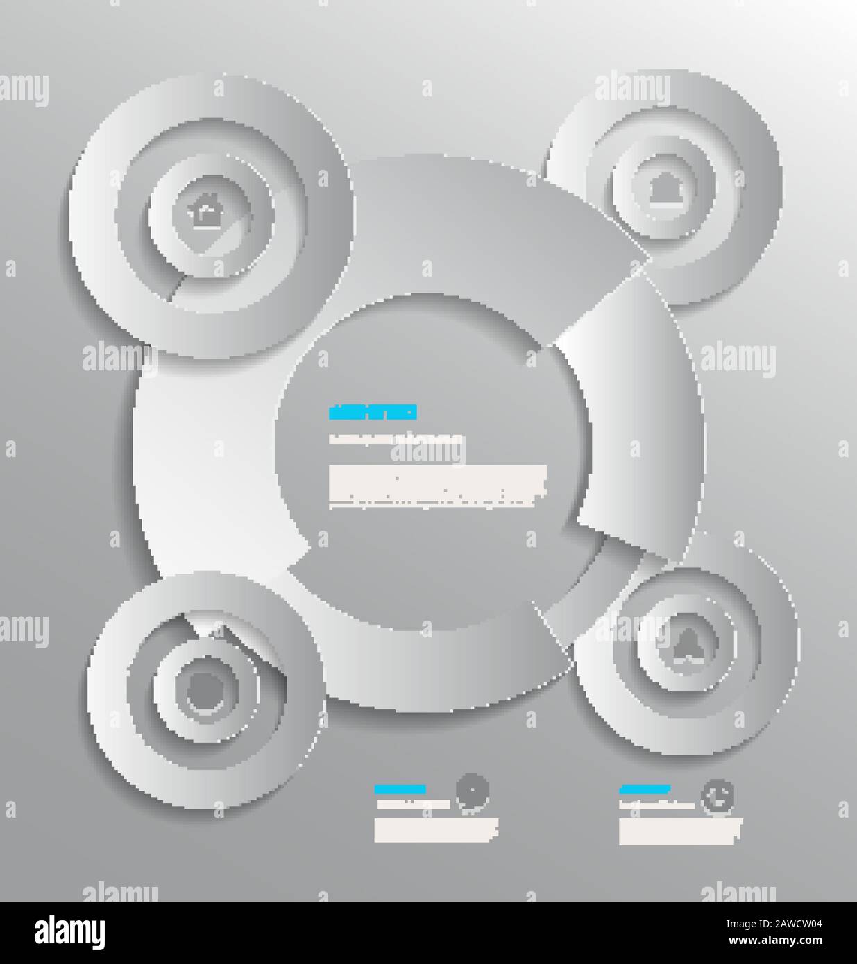 Stylized presentation template with empty text boxes and embellishment ...