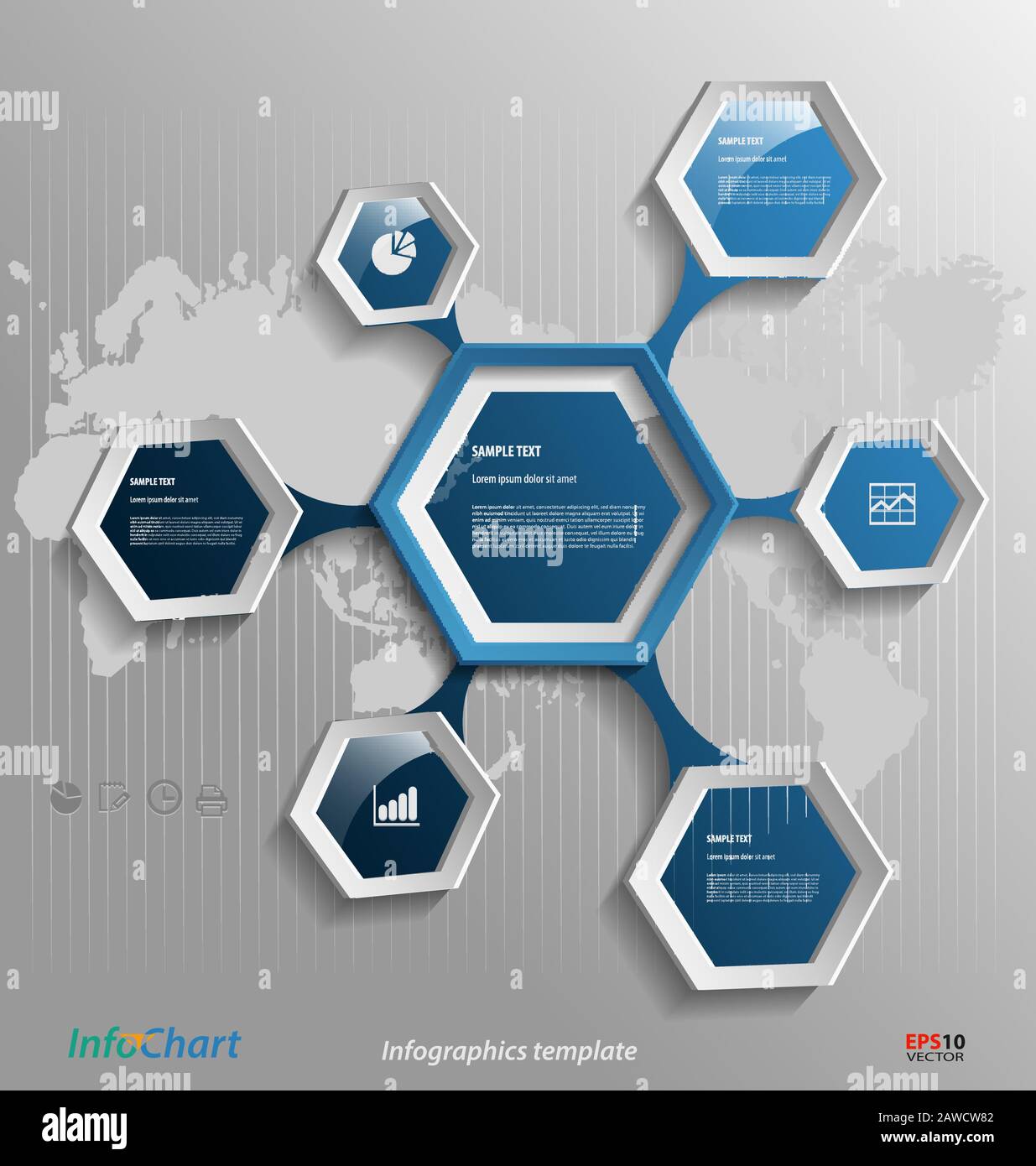 Stylized presentation template with empty text boxes and embellishment ...