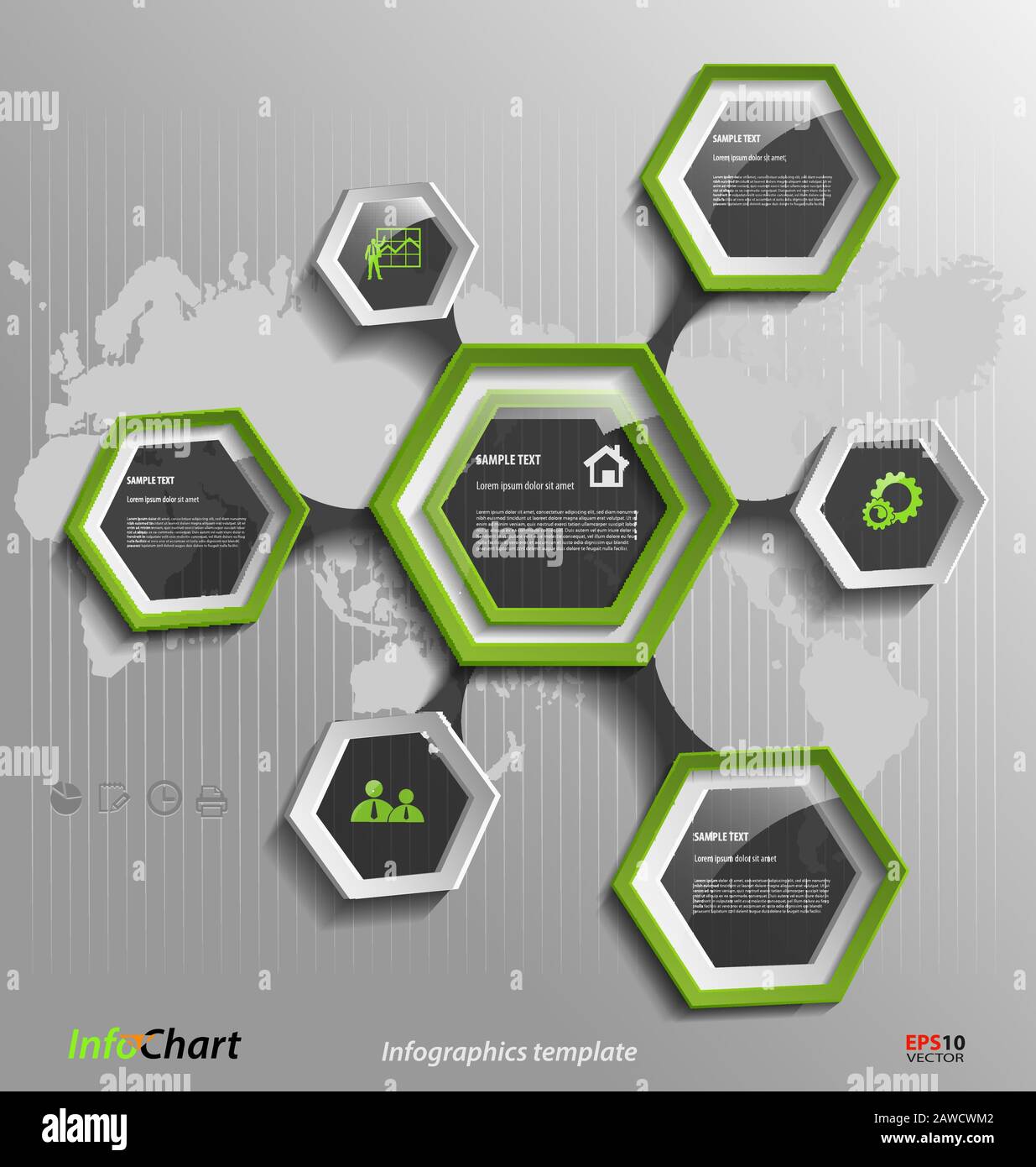 Stylized presentation template with empty text boxes and embellishment ...