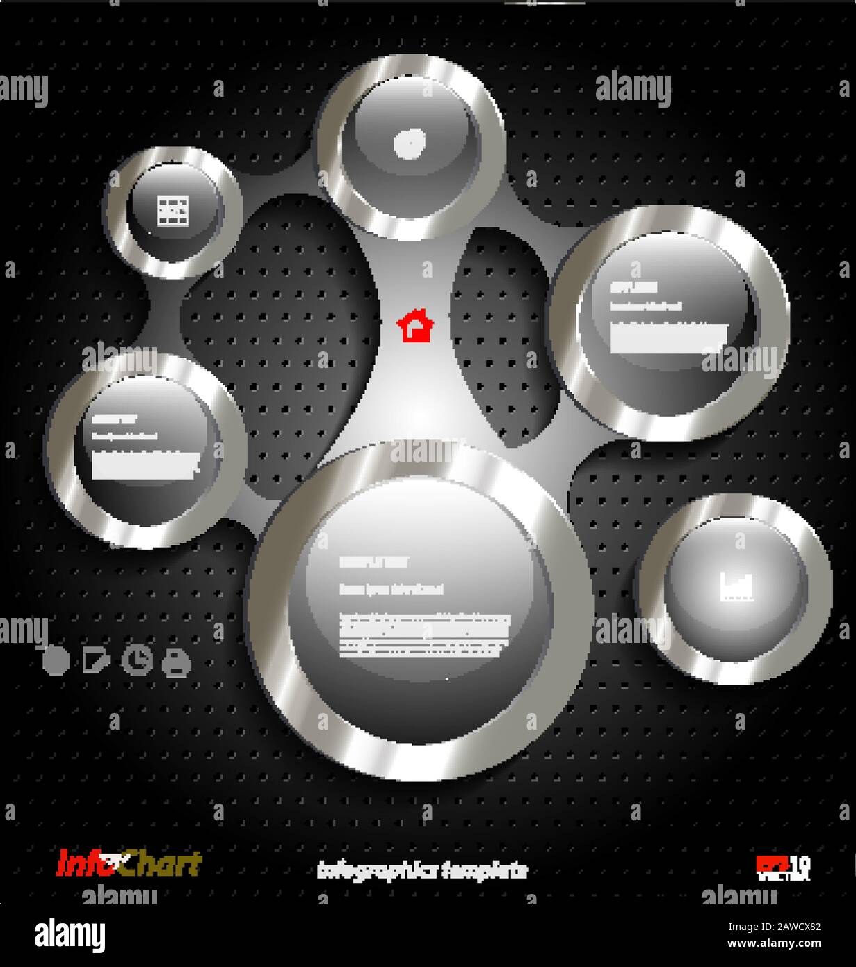 Stylized presentation template with empty text boxes and embellishment ...