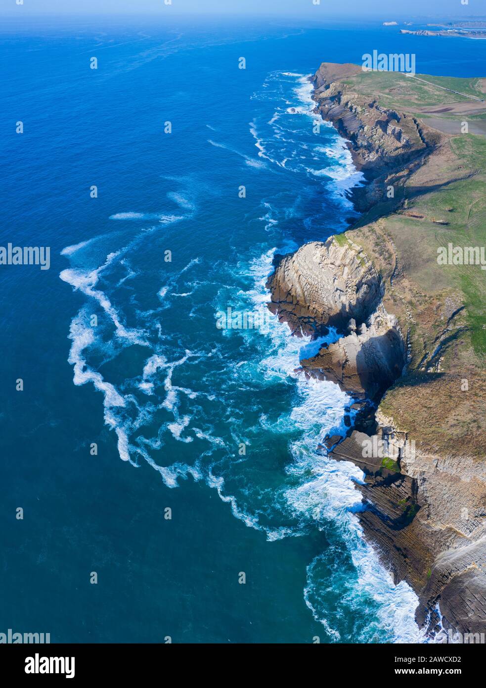 Aerial view of Tagle beach, El SableTagle, Suances Municipality ...