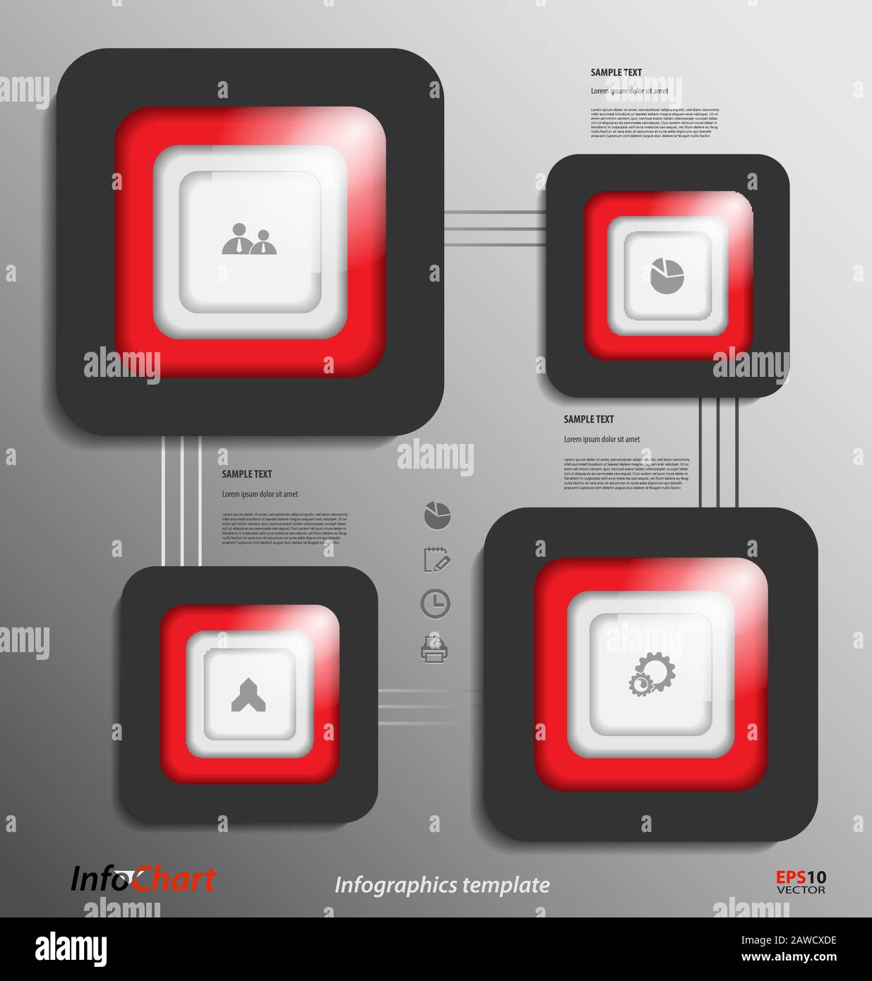 Stylized presentation template with empty text boxes and embellishment ...