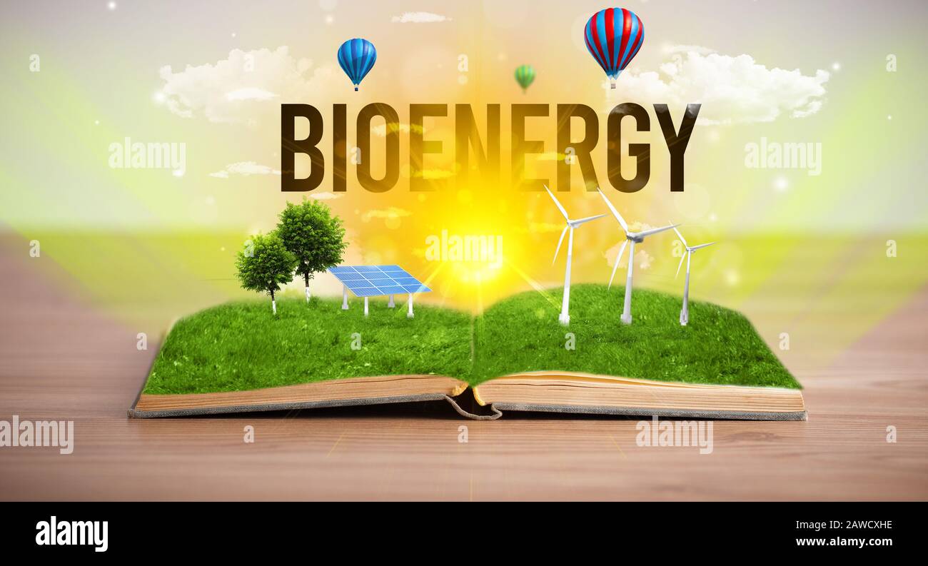 Open book with BIOENERGY inscription, renewable energy concept Stock ...