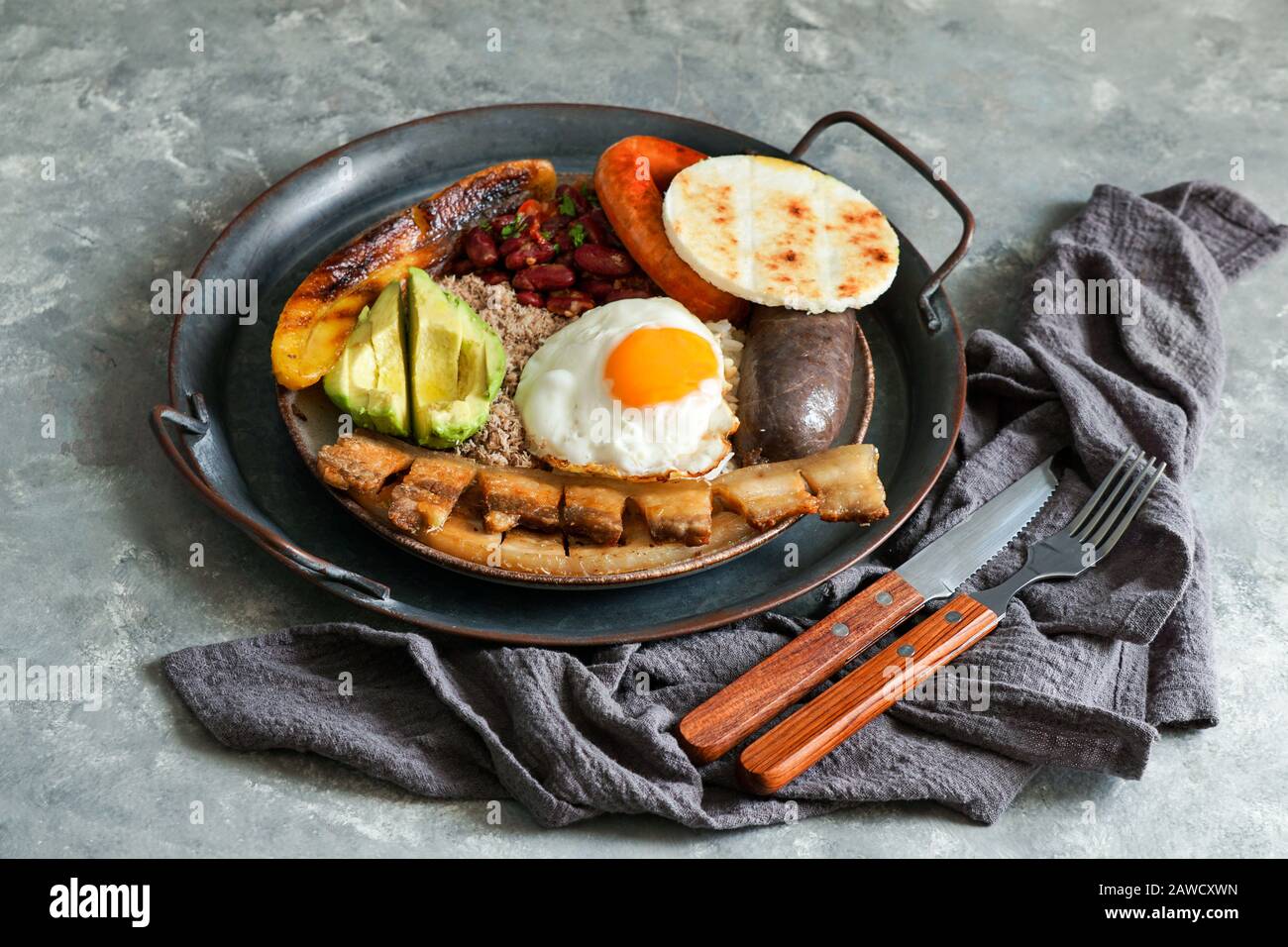 Colombian Food Bandeja Paisa Typical Colombian Food ('Bandeja Paisa').