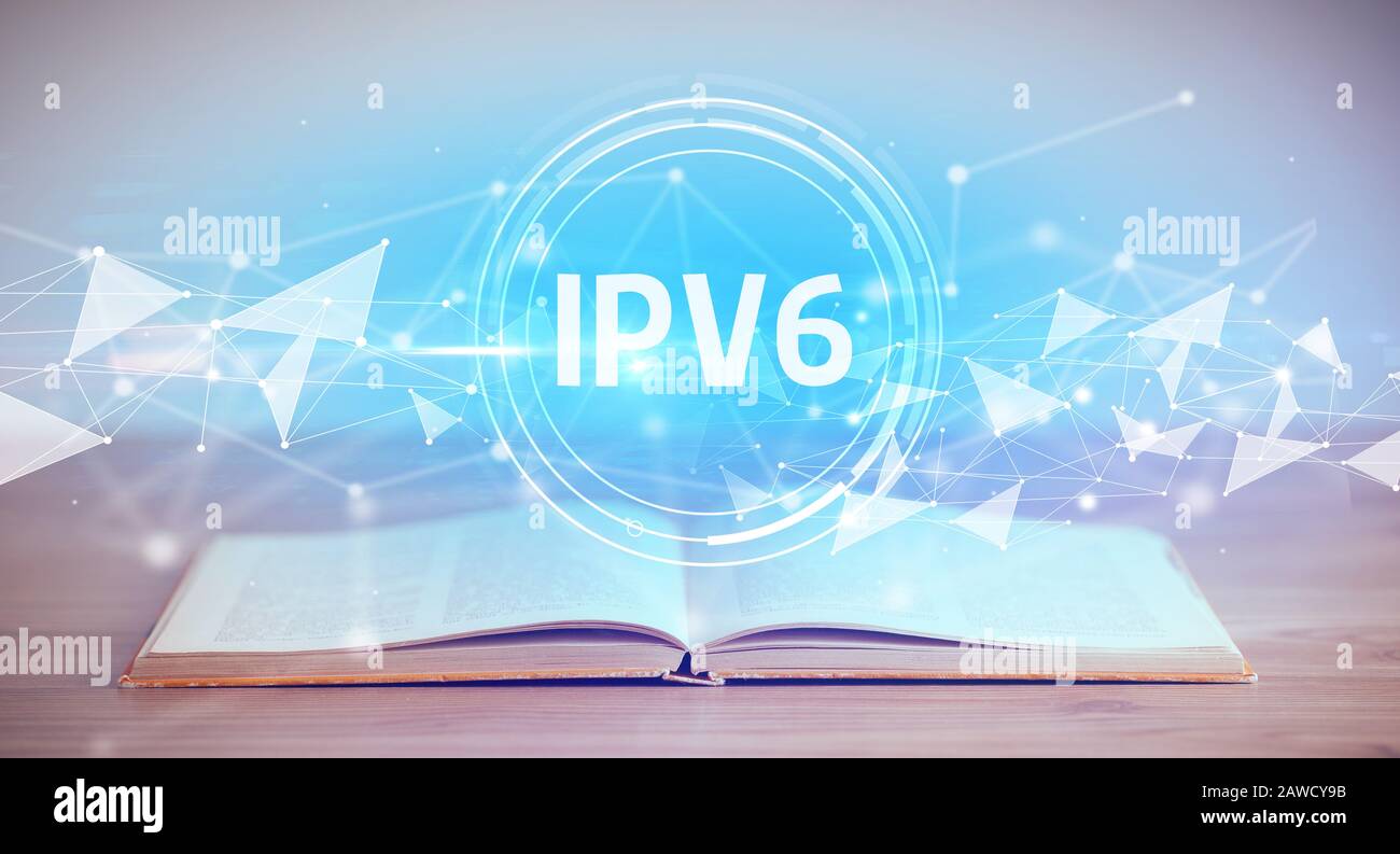 Open book with IPV6 abbreviation, modern technology concept Stock Photo ...