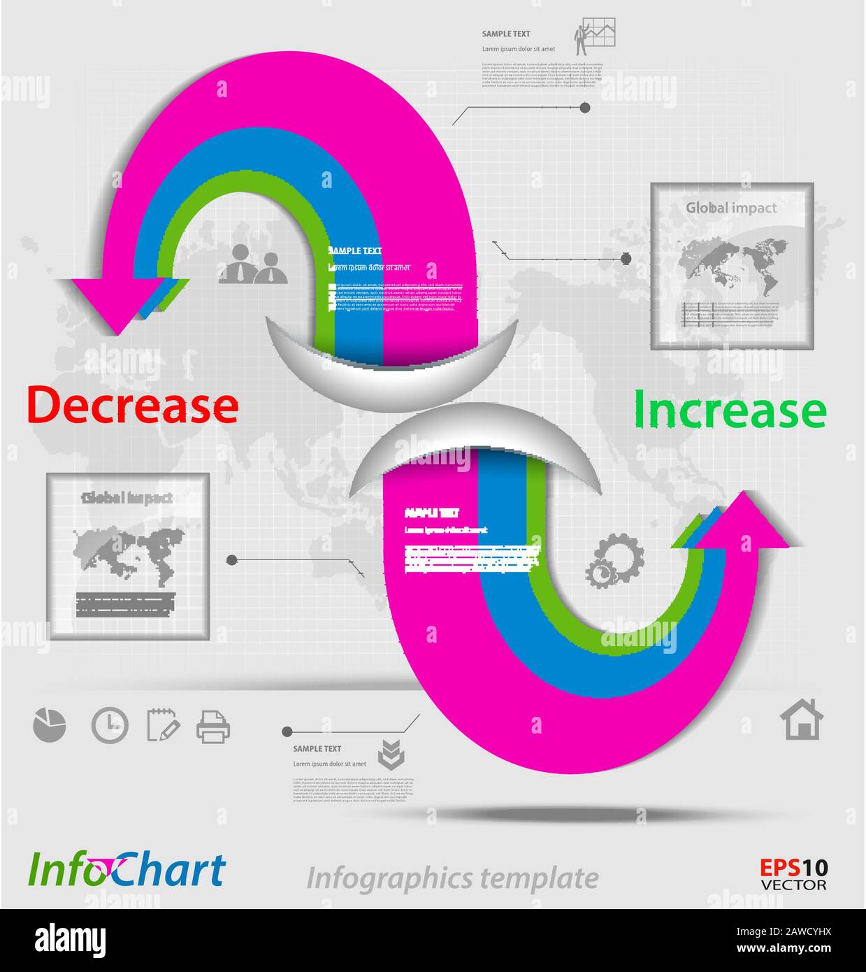 Stylized presentation template with empty text boxes and embellishment ...